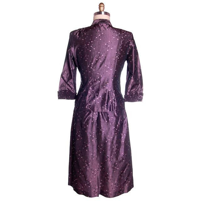 Vintage Aubergine Printed Taffeta Suit 1940s 10 12 The Best Vintage