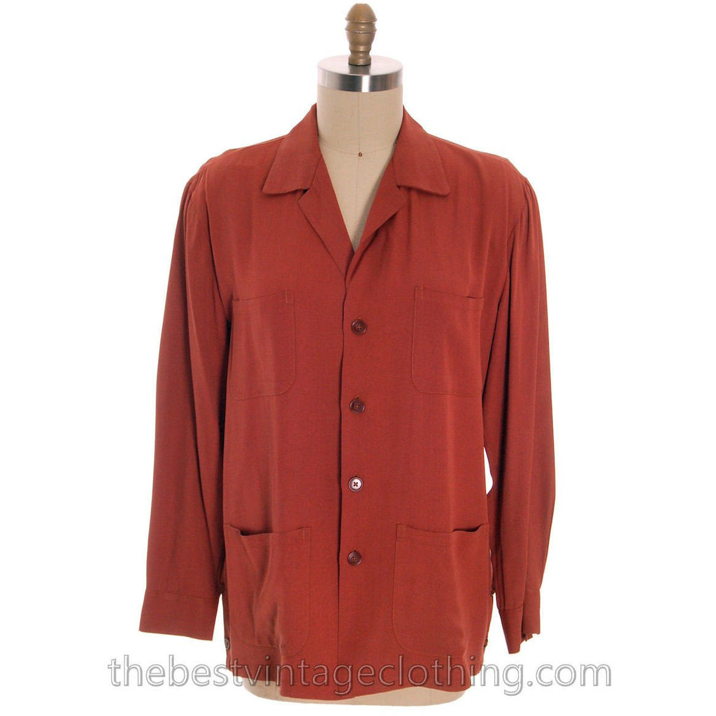 Vintage Mens 1940s Rare Bowling Jacket Rayon Bowling Pins L Nortex Spo ...