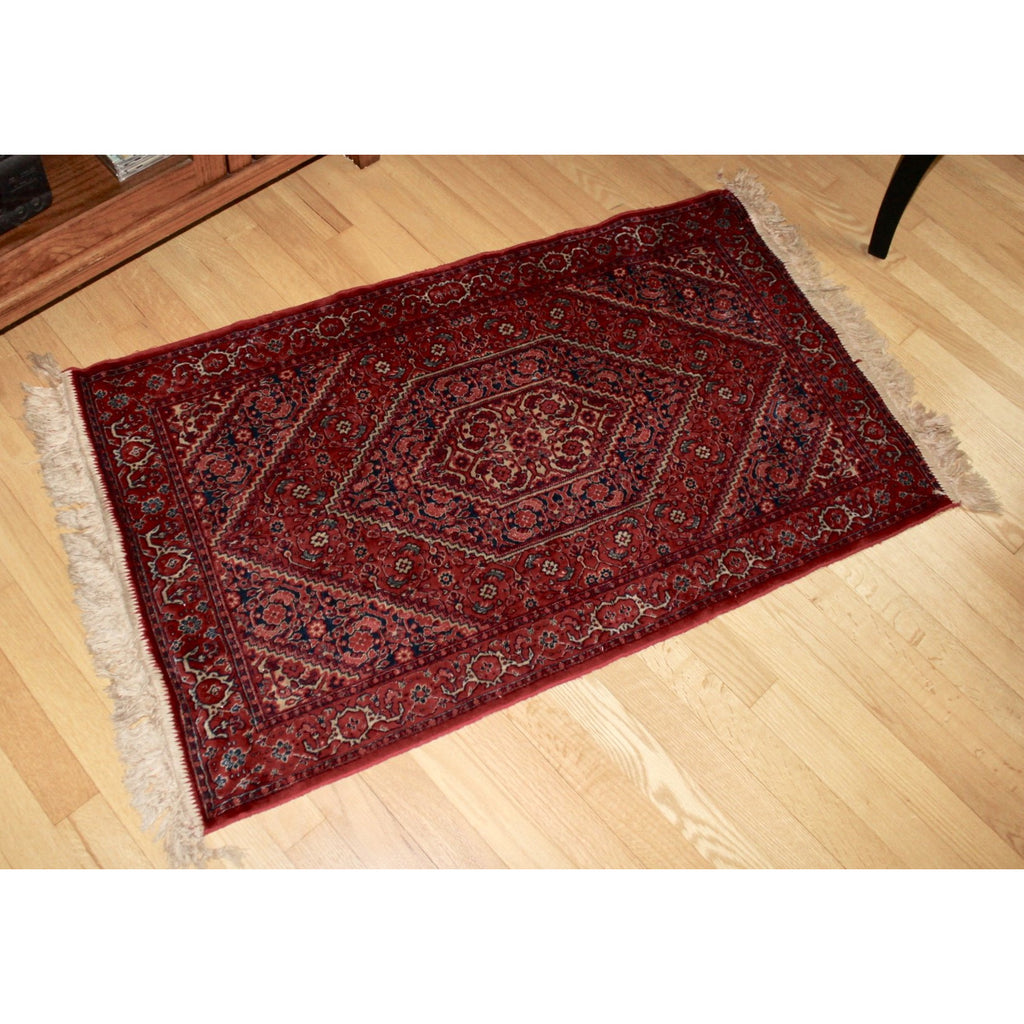Vintage Persian Throw Rug 1940S Red Blue 45" X 26" – The Best Vintage ...