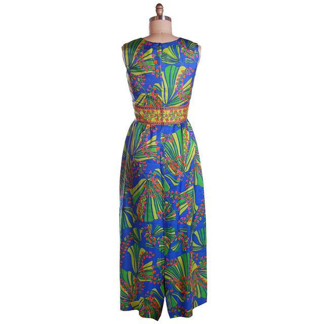 Vintage Blue Mod Border Print Dress Matinee NOS 1970S 36-31-42 – The ...