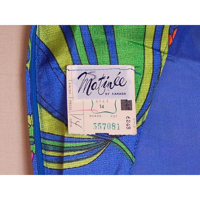 Vintage Blue Mod Border Print Dress Matinee NOS 1970S 36-31-42 – The ...